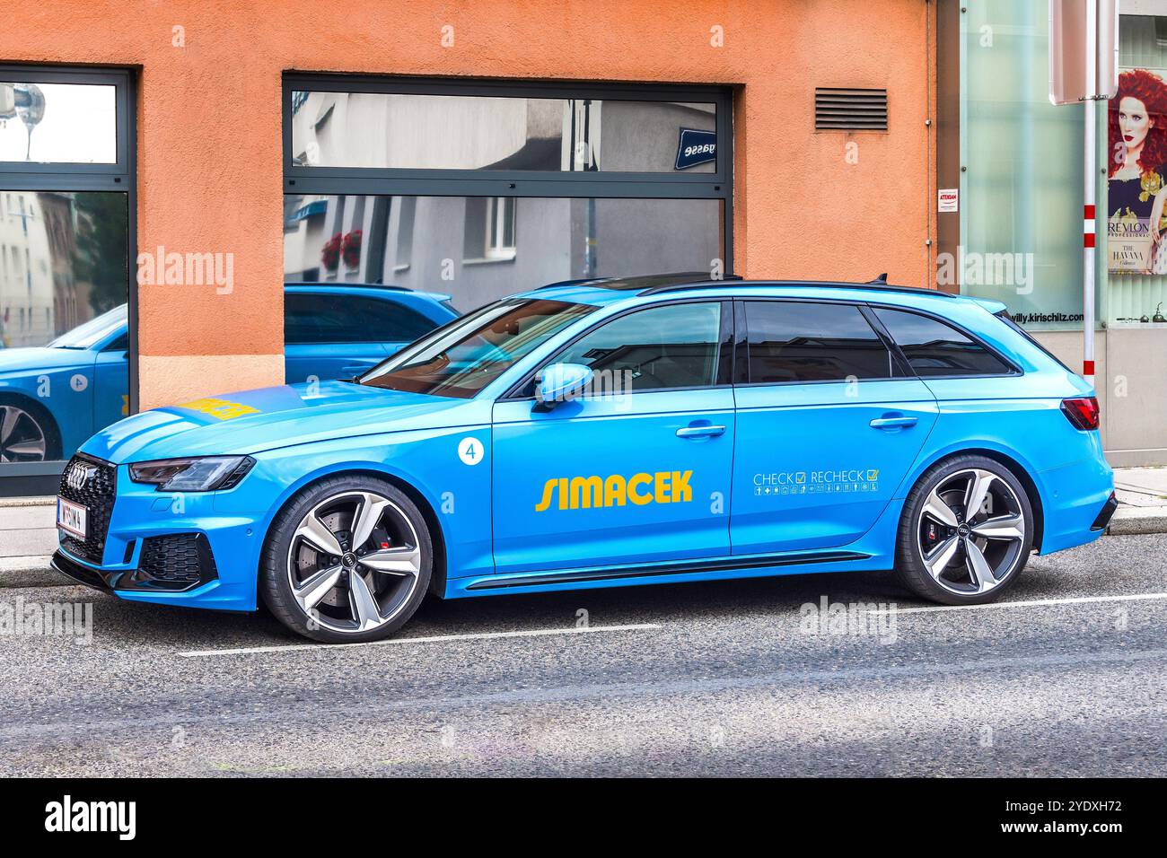 New blue Audi A4 Estate company car for Simacek, Vienna, Austria Stock ...