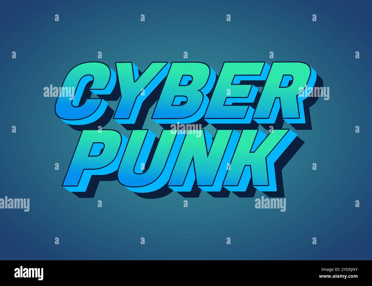 Cyber punk. Text effect design in bold fonts with 3D style Stock Vector ...