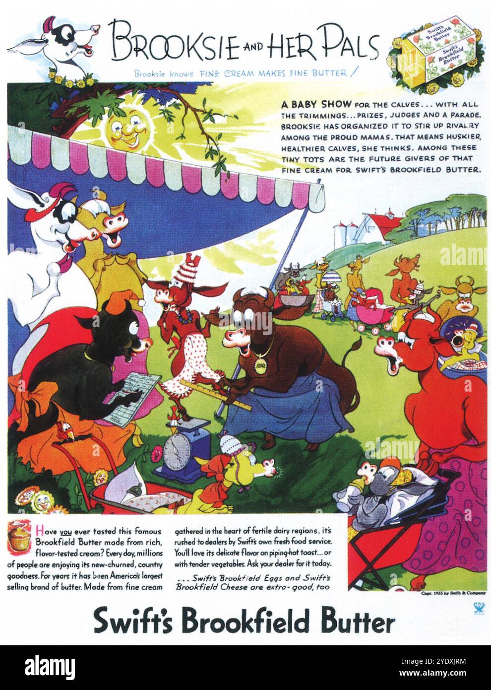 1935 Swift's Brookfield Butter Ad - Brooksie and her pals Stock Photo ...