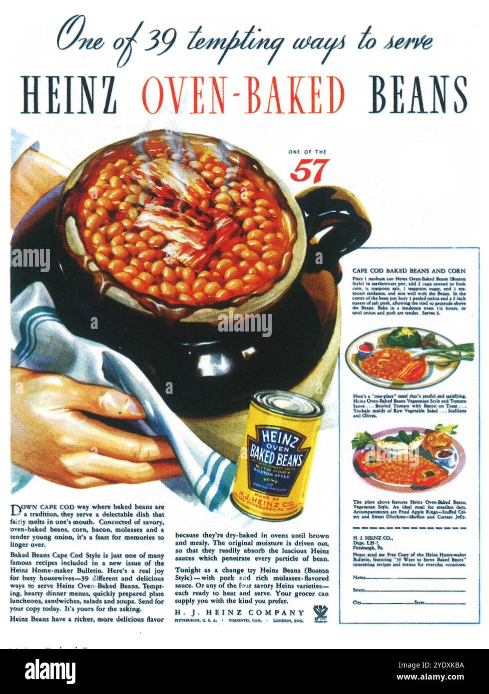 1934 Heinz oven-baked beans ad Stock Photo - Alamy