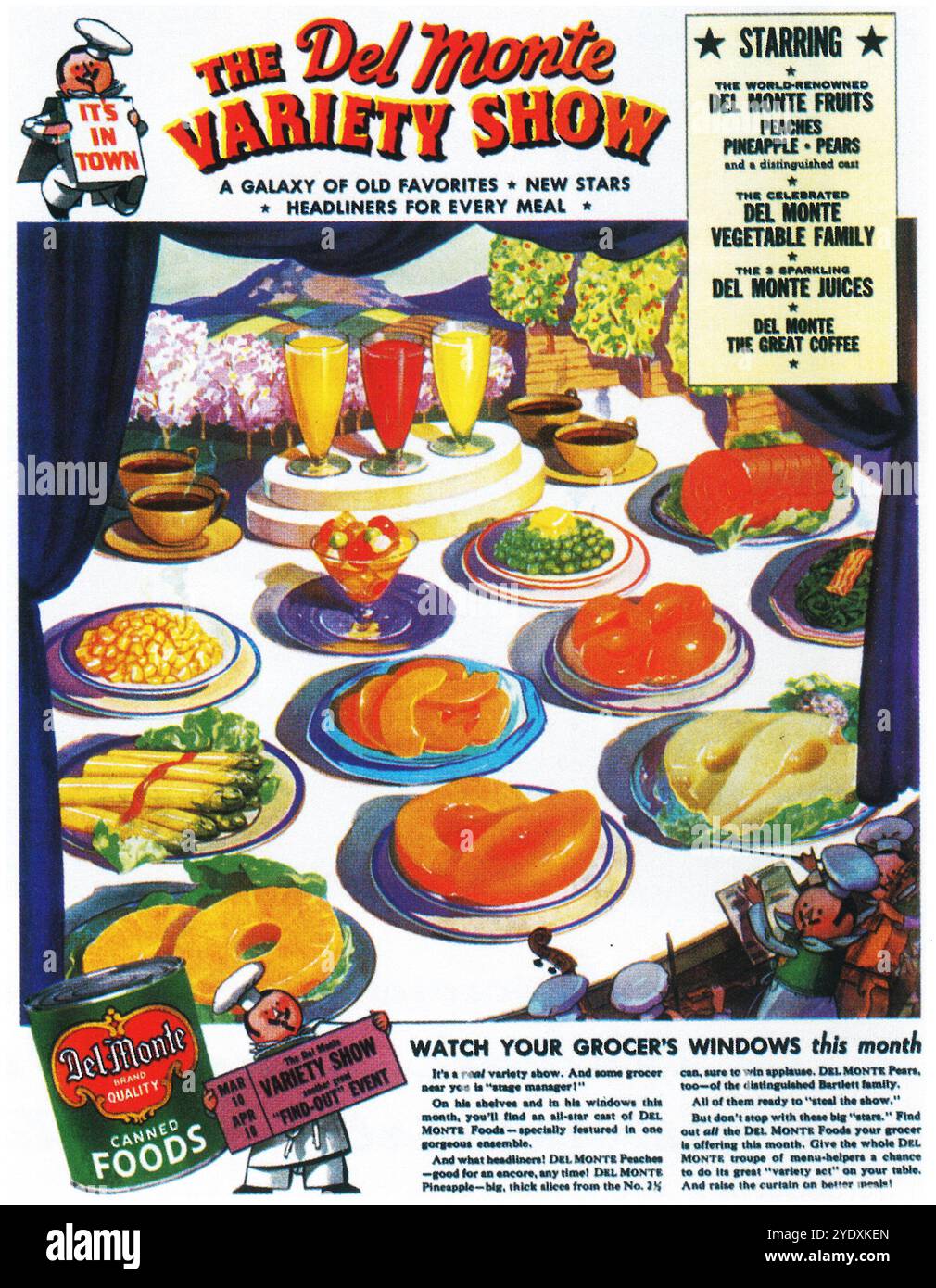 1936 Del Monte Canned Foods Ad - "Del Monte Variety Show starring ...