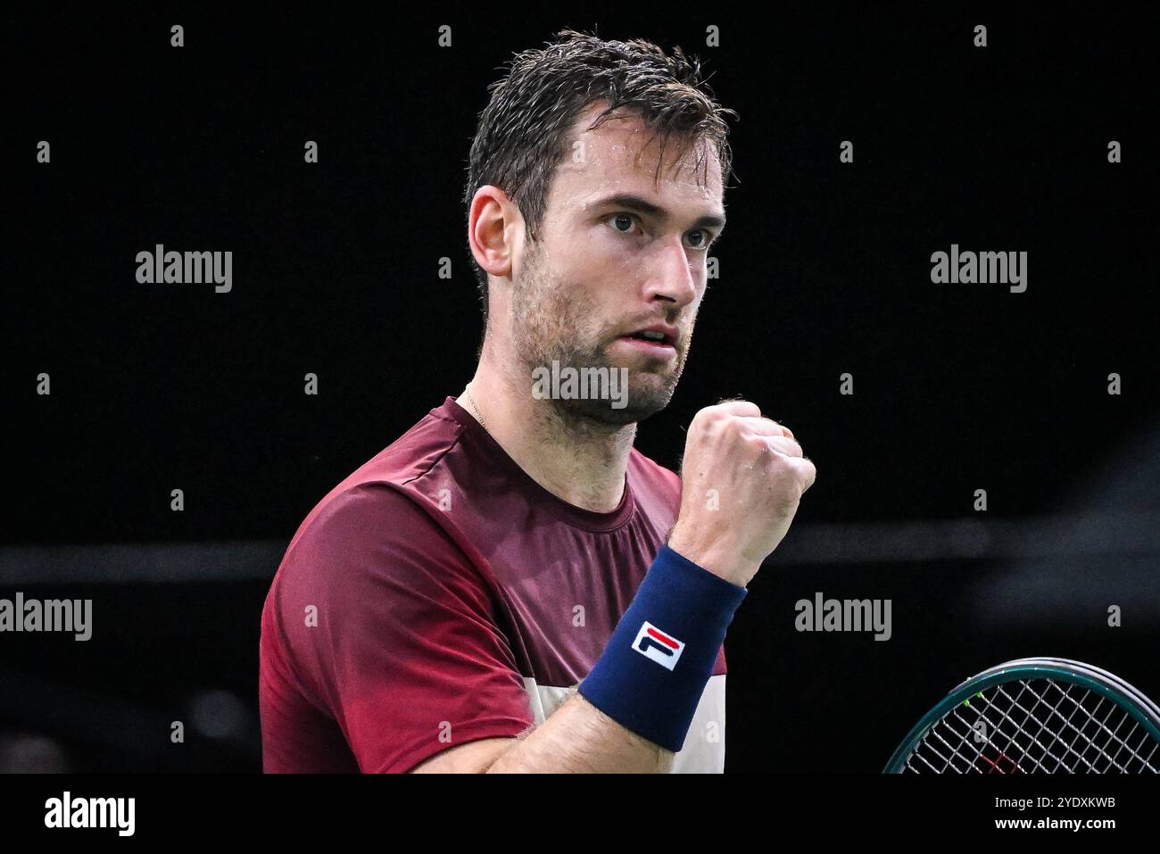 Quentin HALYS of France celebrates his point during the first day of ...