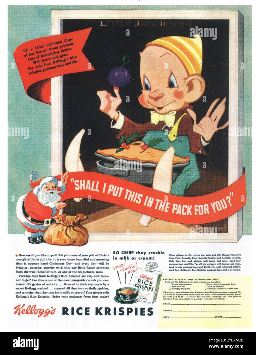 1938 Kellogg's Rice Krispies Christmas Holiday Ad - Vernon Grant ...
