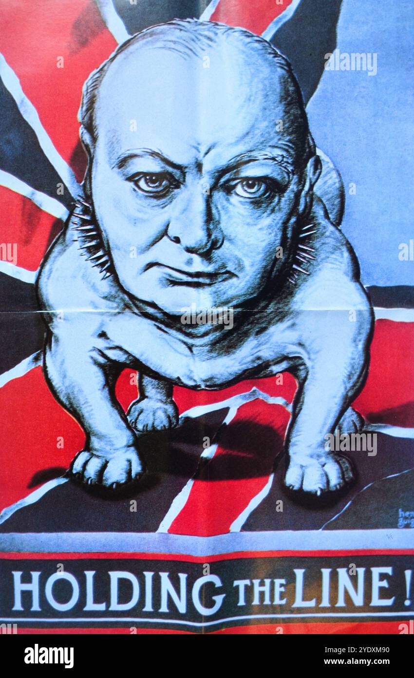 English ww2 propaganda poster depicting winston churchill as a b hi-res ...