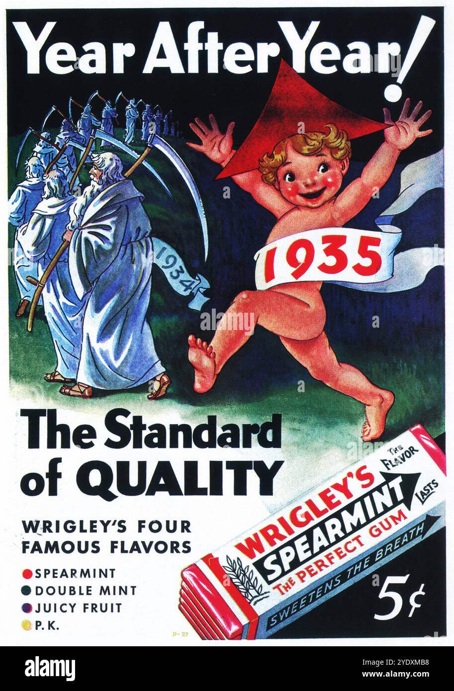 1935 Wrigley's Spearmint chewing gum ad - "Year after year Stock Photo ...