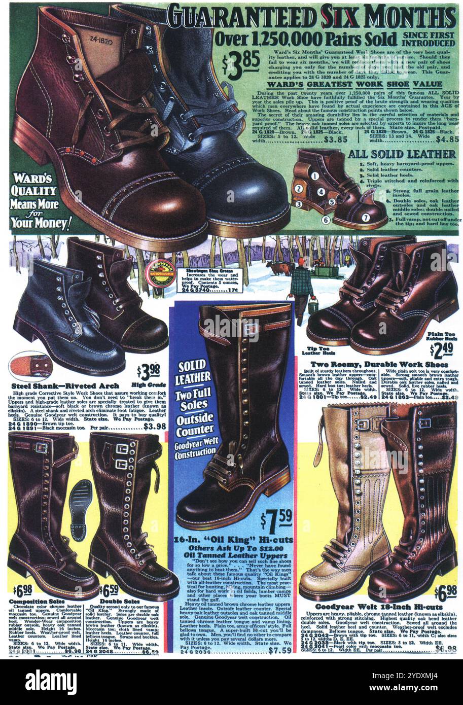 1930 Ward's Boots sheet ad - Goodyear hi-cuts, work shoes Stock Photo ...
