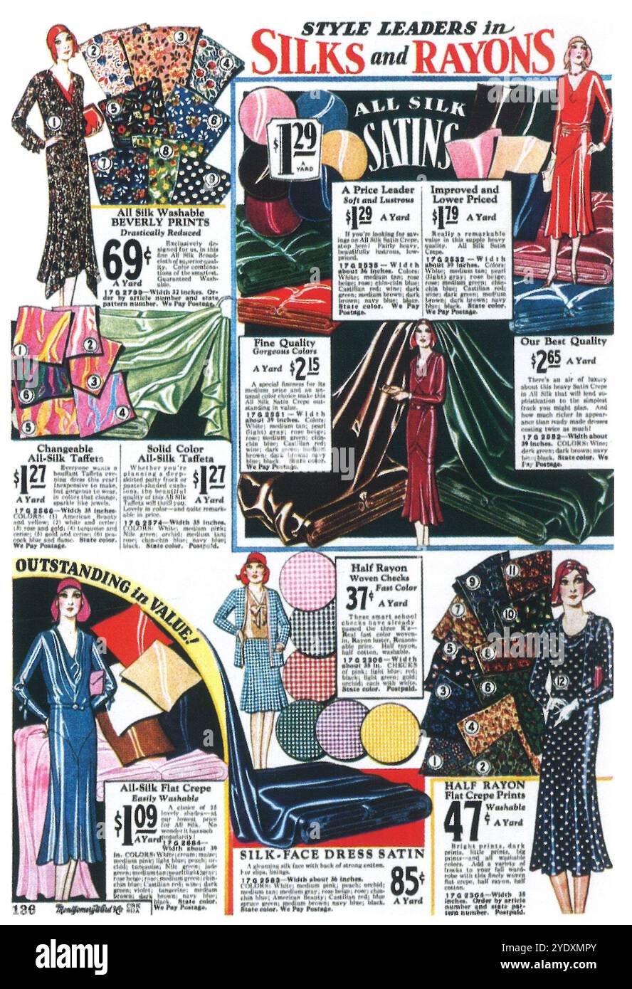 1930s Fabrics sheet ad - Style leaders in silk & rayons - All silk ...