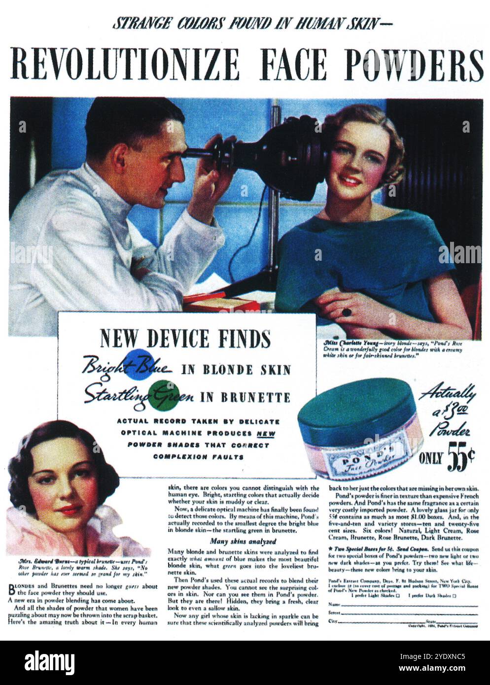1934 Pond's Face Powder Ad Stock Photo - Alamy
