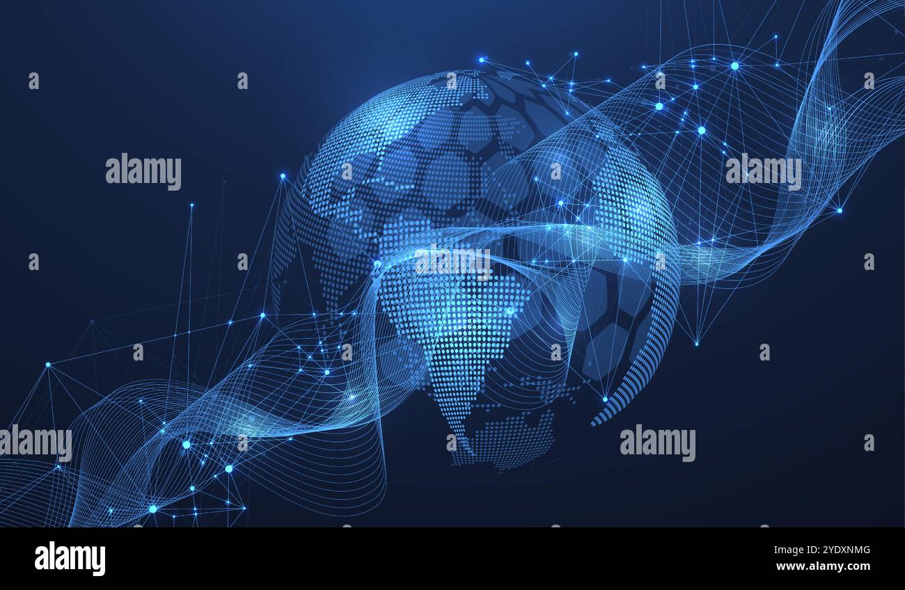 Global network connection concept. Big data visualization. Social network communication in the ...