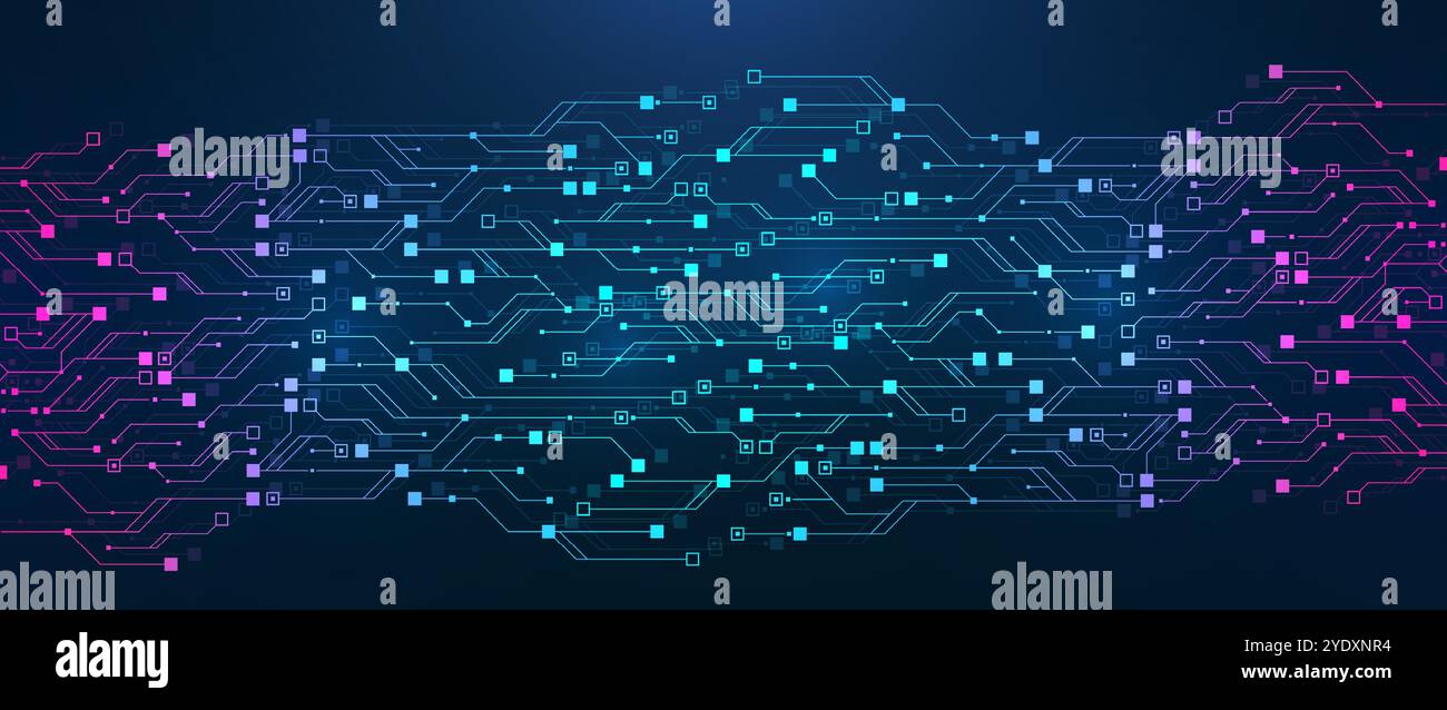 Artificial Intelligence with circuit electric line style. Digital ...