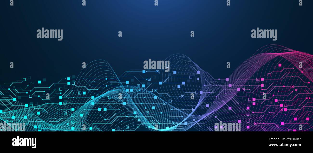 Artificial Intelligence with circuit electric line style. Digital ...