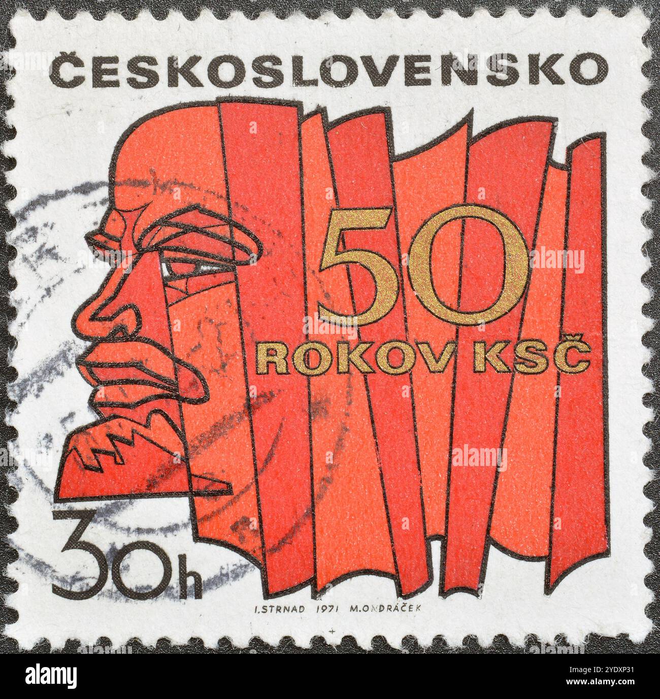 Cancelled postage stamp printed by Czechoslovakia, that shows Portrait ...