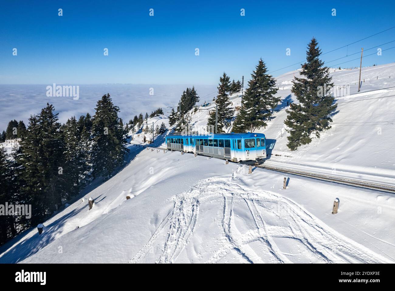 Rigibahn train climbing to the top of mount rigi Stock Photo - Alamy
