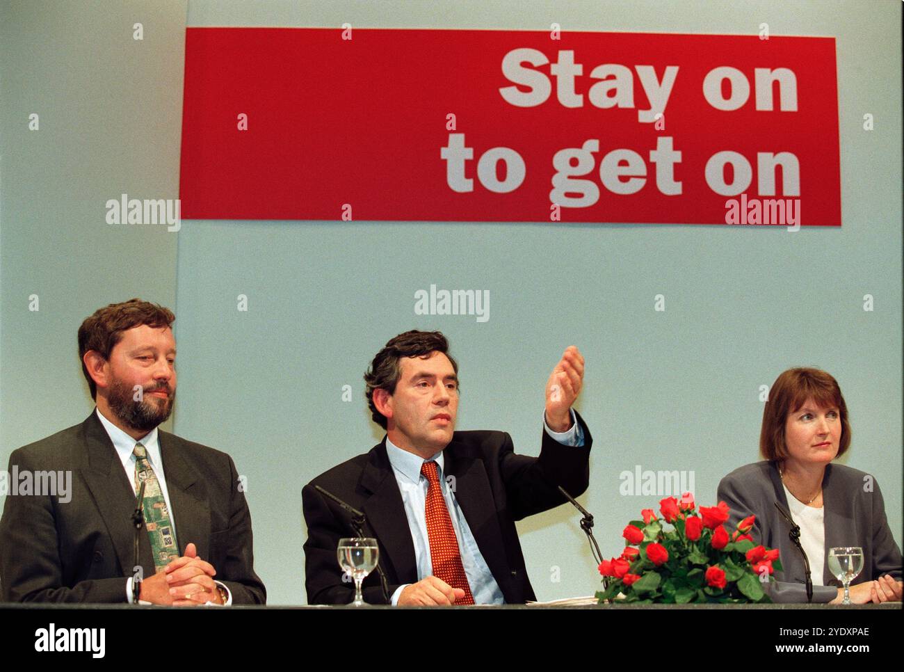 David Blunkett, Gordon Brown and Harriet Harmen, speaking at Labour ...