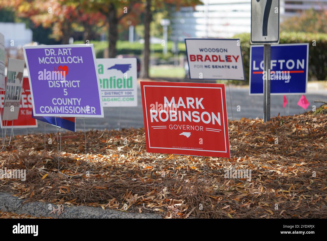 Political Signs Near Polling Place Stock Photo - Alamy