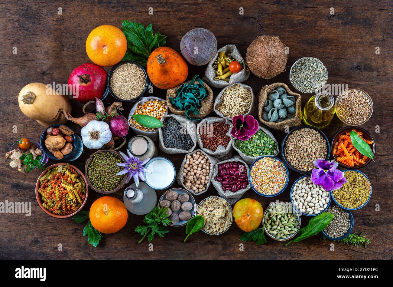 Food seeds and grains gathered viewed from above. Culinary: Main food seeds 016357 038 Stock ...