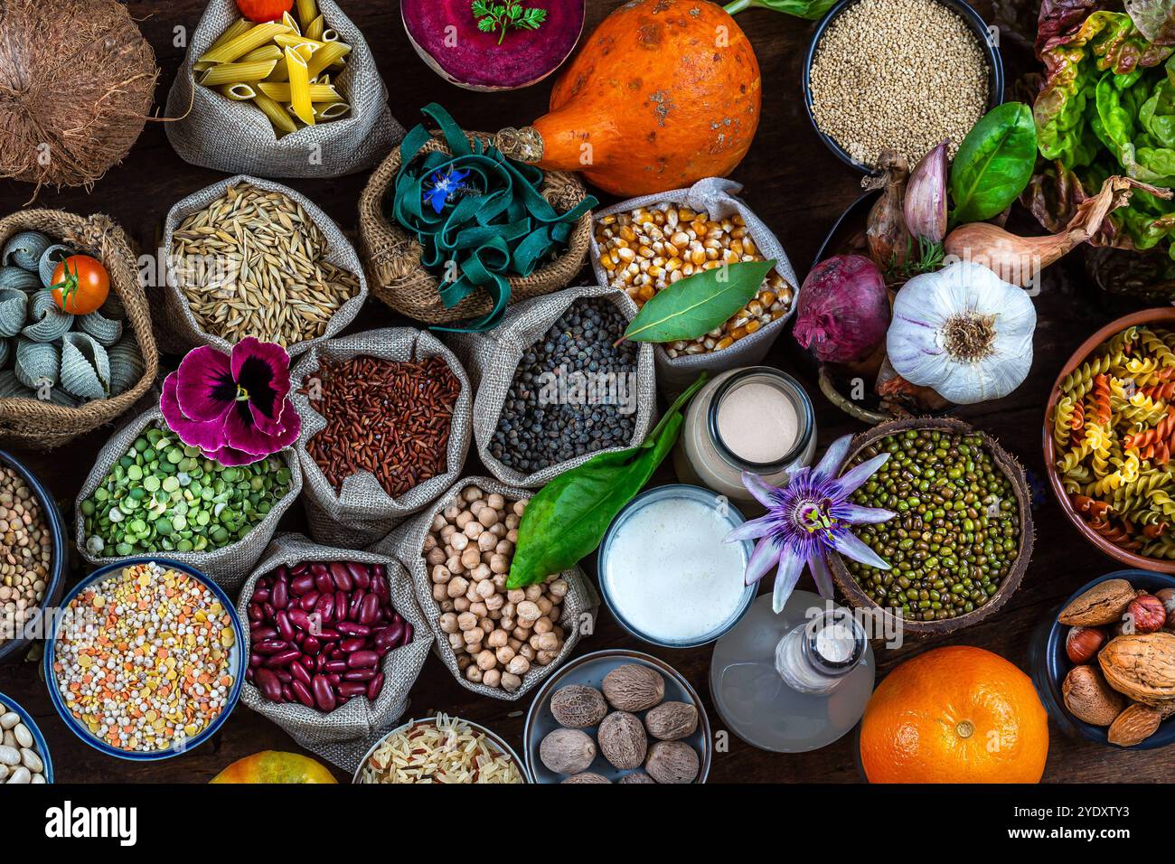 Food seeds and grains gathered viewed from above. Culinary: Main food seeds 016357 039 Stock ...