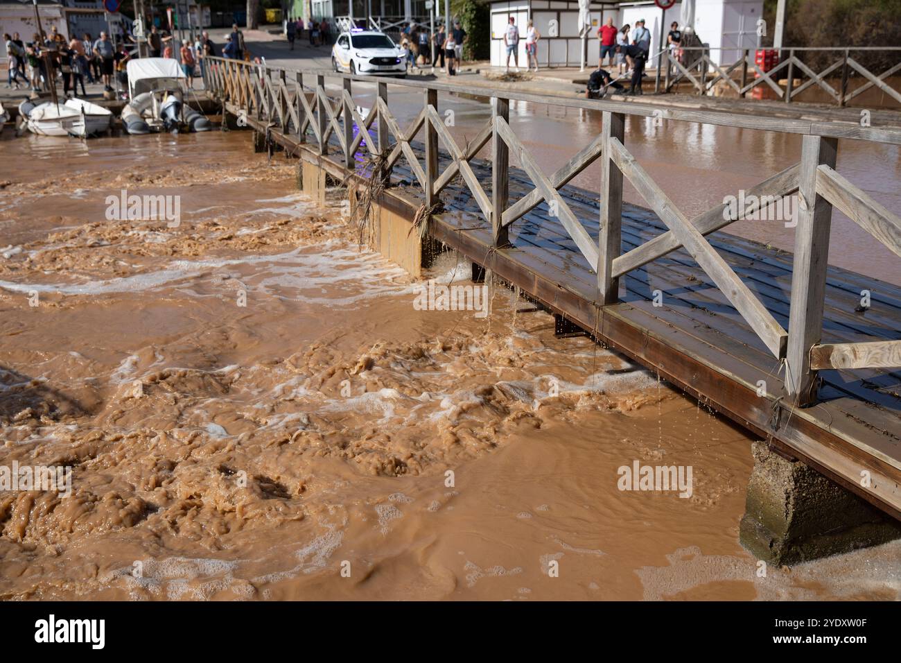 Manacor, Spain. 28th Oct, 2024. A torrent of water in the village of ...