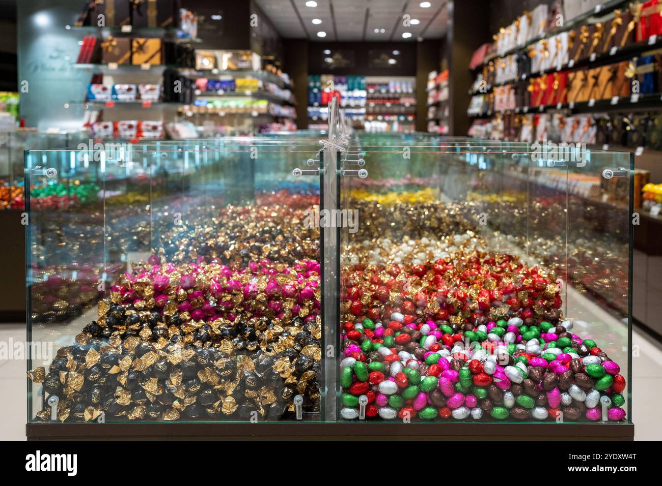Huge pick and mix selection of sweets in a candy shop. A variety of ...