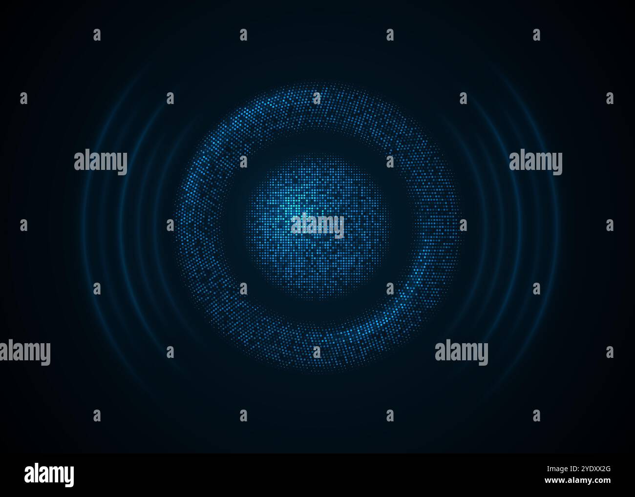 Sound futuristic speaker and sound waves oscillating in blue light on ...