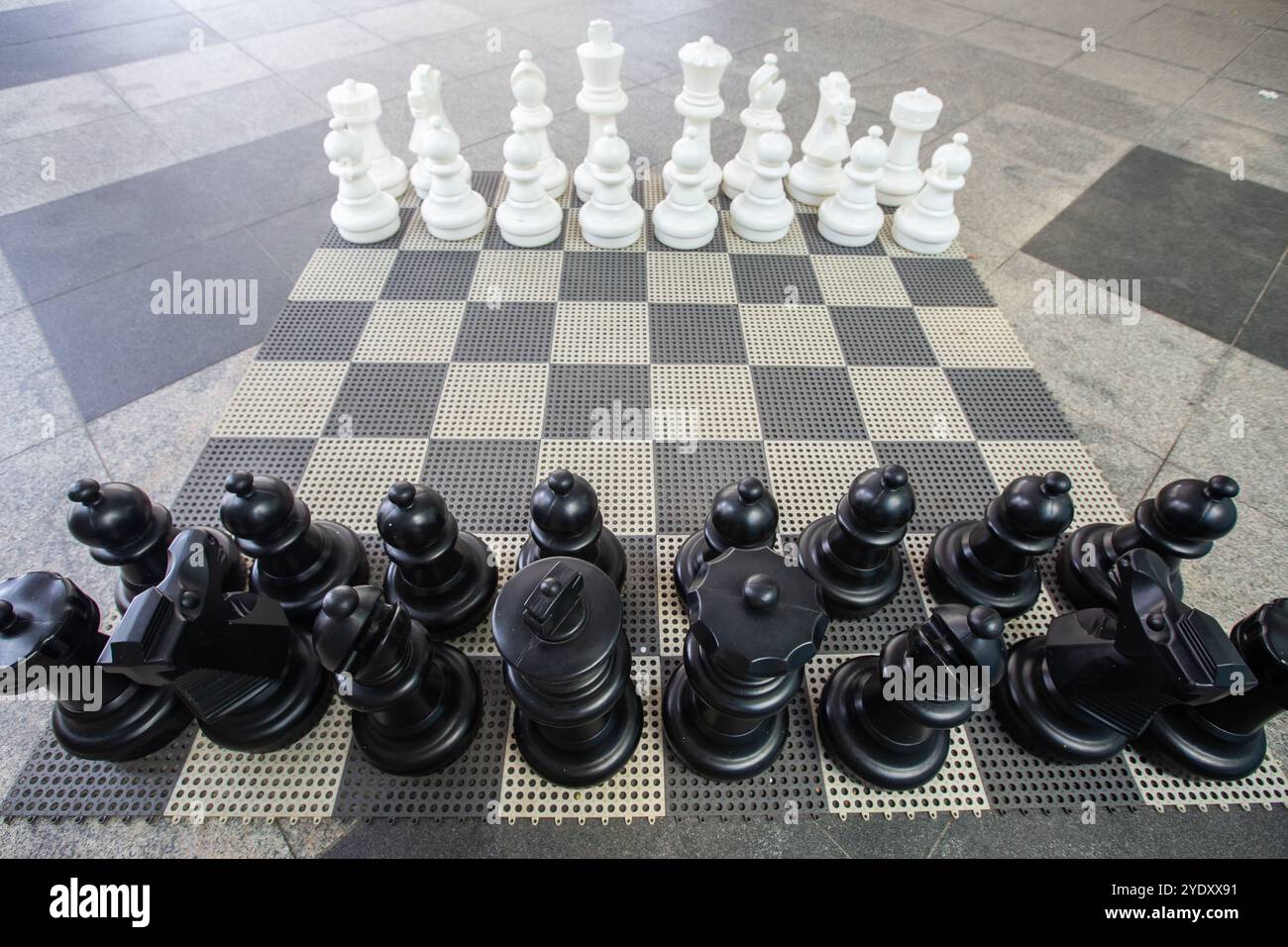 Huge chess game set on floor in public space. Ready to play by anyone ...
