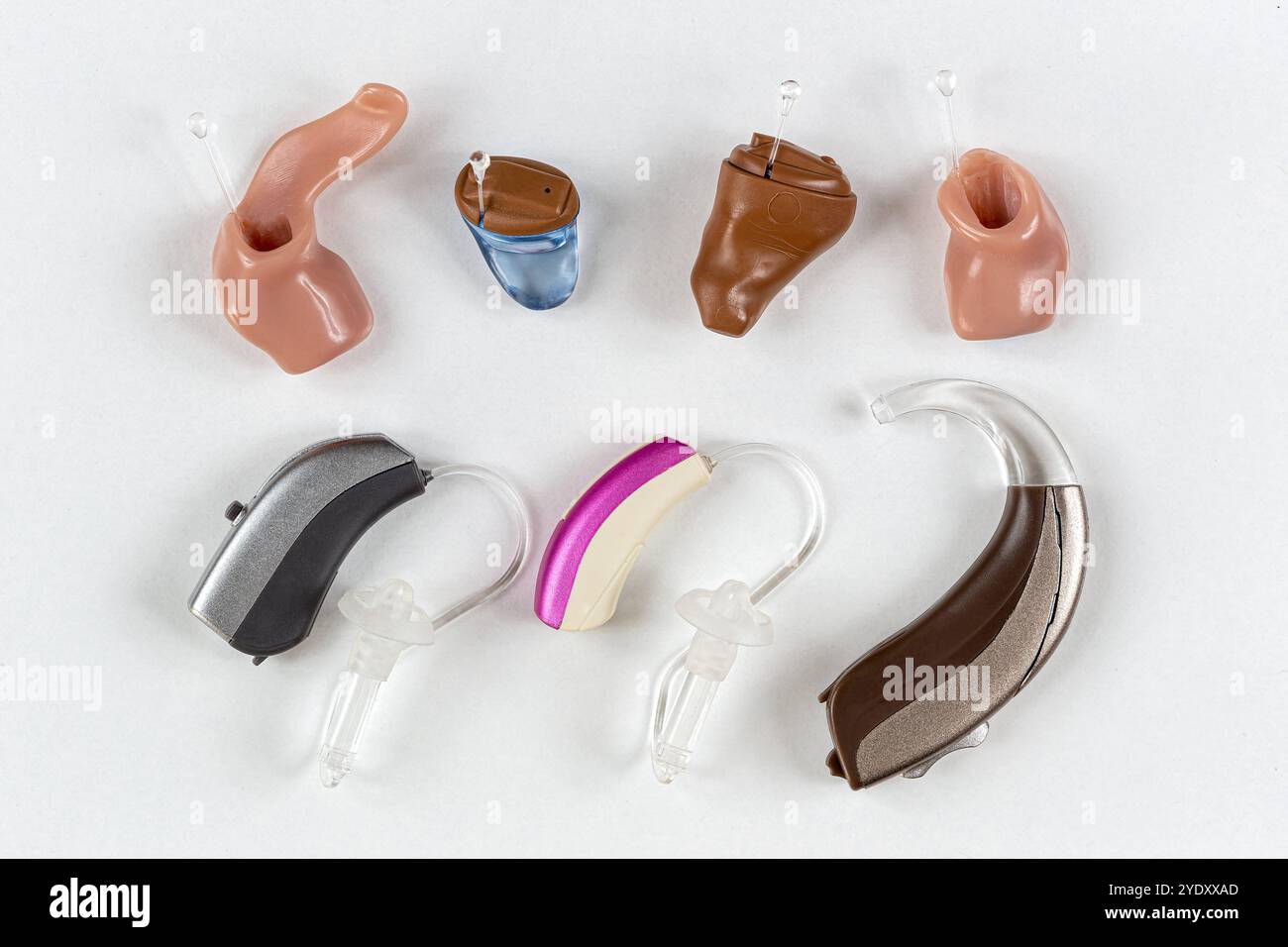 Panel of prostheses of different dimensions seen from above on a white ...