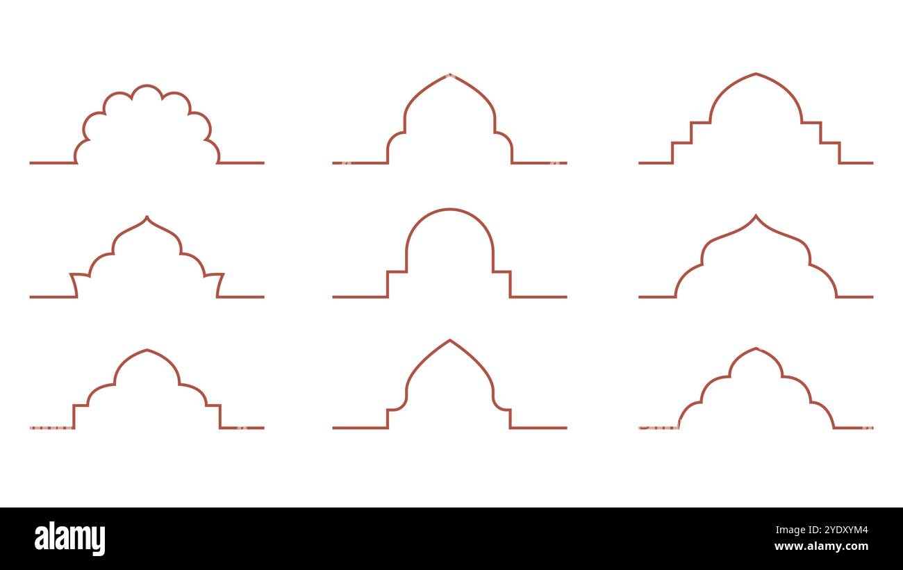 Line arabic arch frame border pattern. Simple outline tunisia, saudi ...