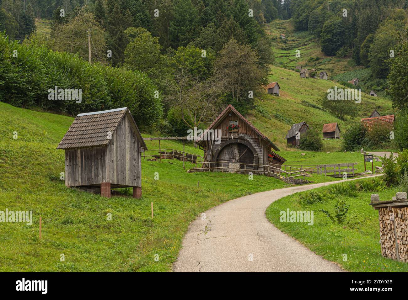 Traditional water mill in the Black Forest, Forbach, Baden-Wuerttemberg ...