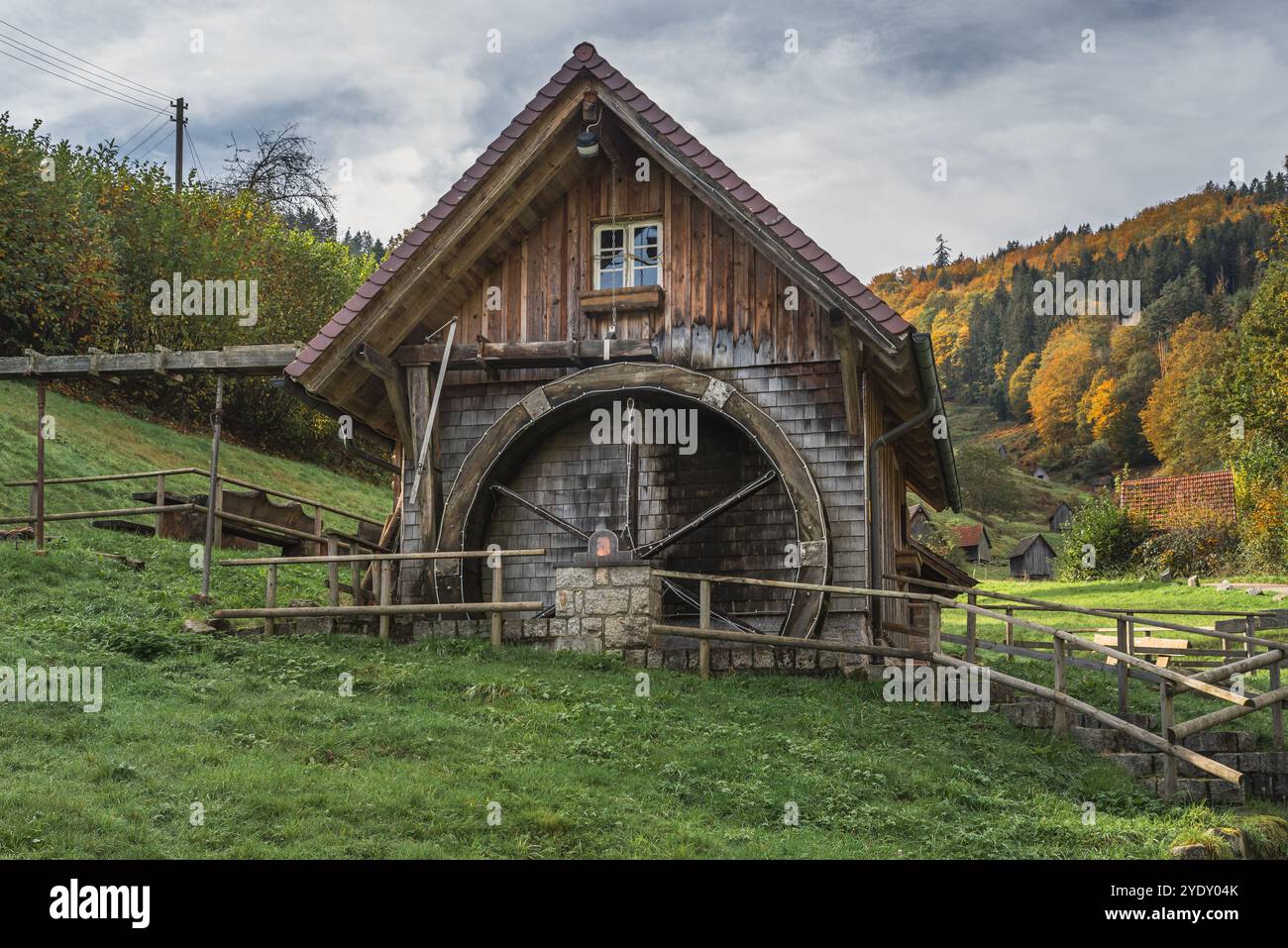 Traditional water mill in the Black Forest, Forbach, Baden-Wuerttemberg ...