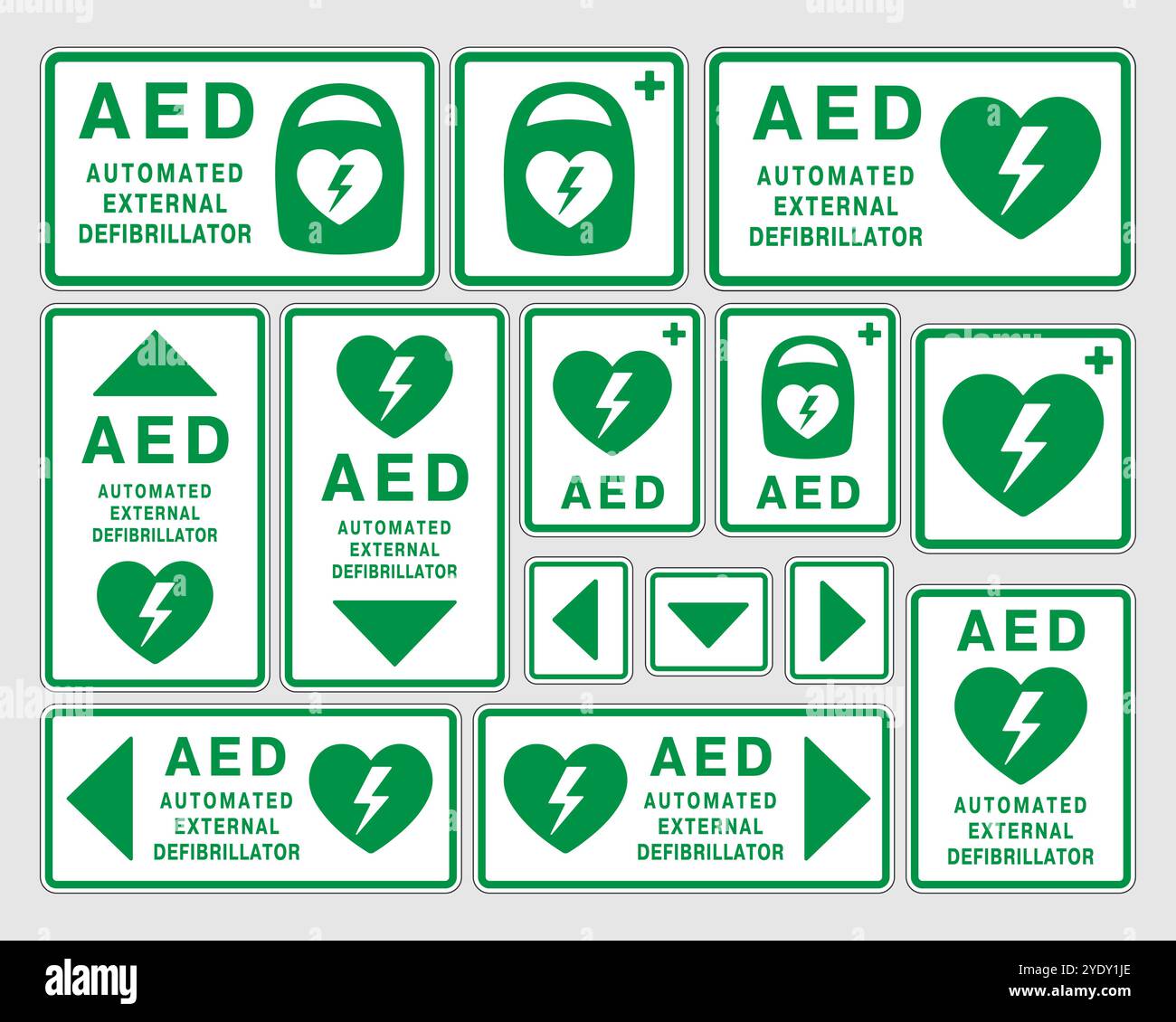 AED emergency defibrillator icon sign symbol. First aid Automated ...