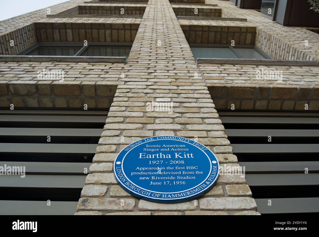 blue plaque at riverside studios, hammersmith, london, marking the 1956 ...