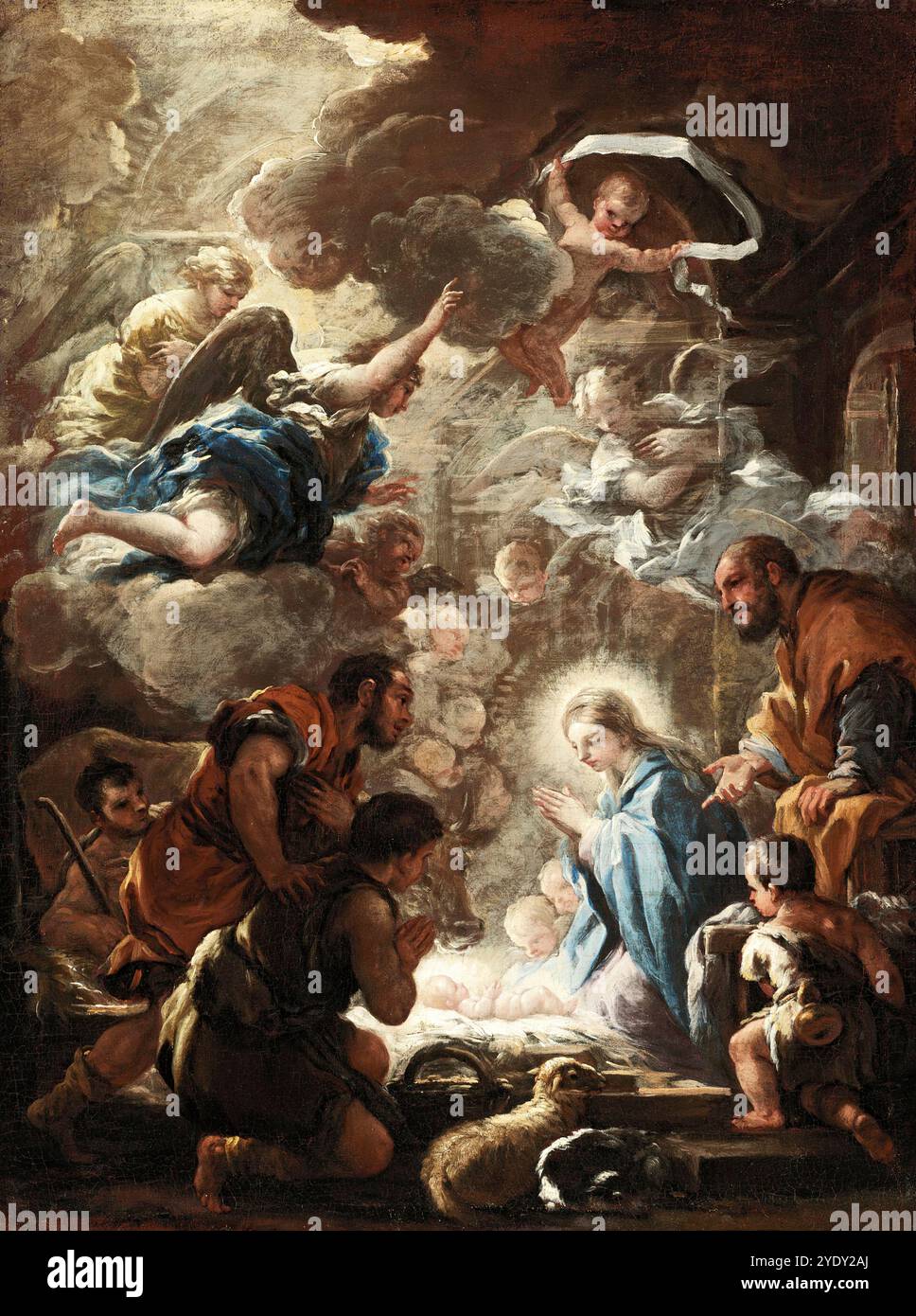Adoration of the shepherd (1690), painting made by Luca Giordano (Italian, 1634-1705 ...