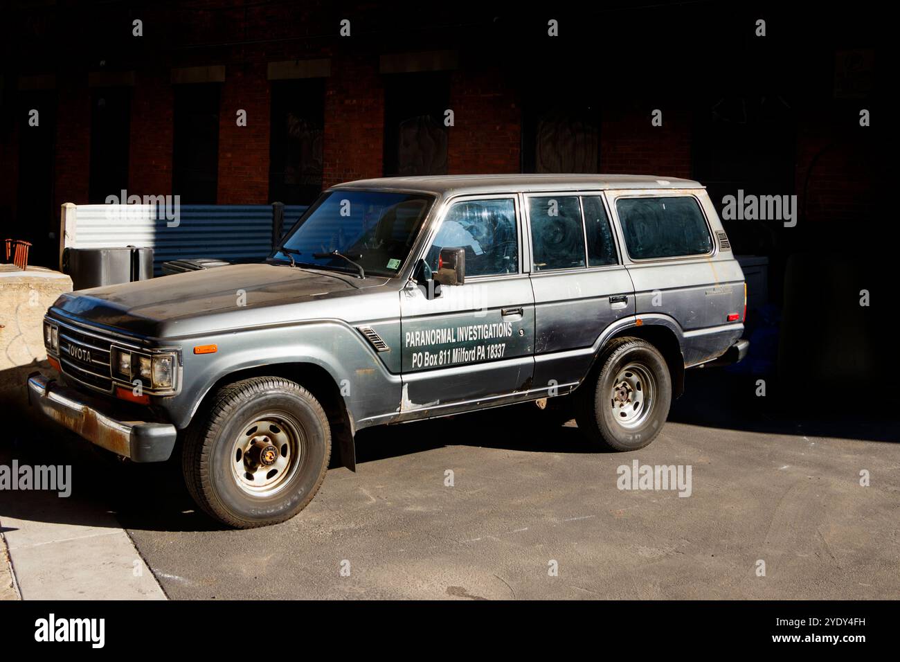 Vintage off-road Toyota parked on a new york street with a retro ...