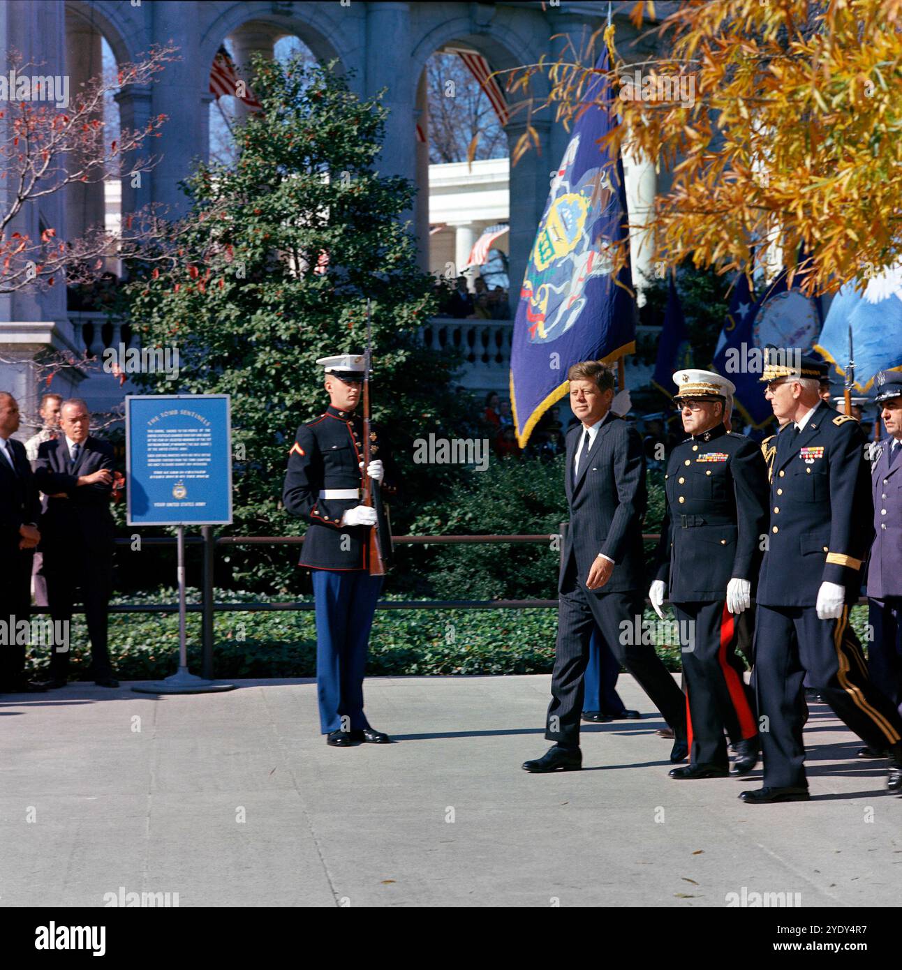 U.S. President John F. Kennedy walking to Tomb of the Unknown Soldier ...