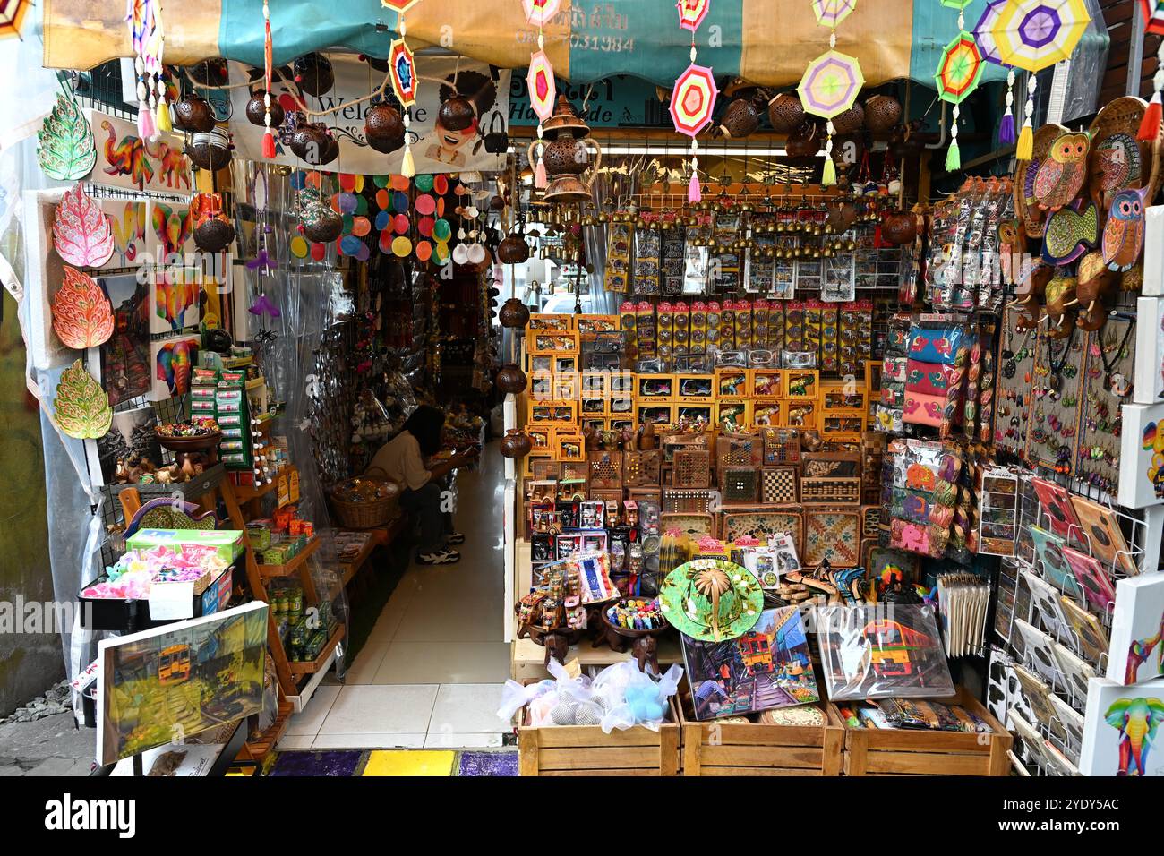 A gift shop or souvenir shop in Wat pomkaew, Mae klong, Railway market ...