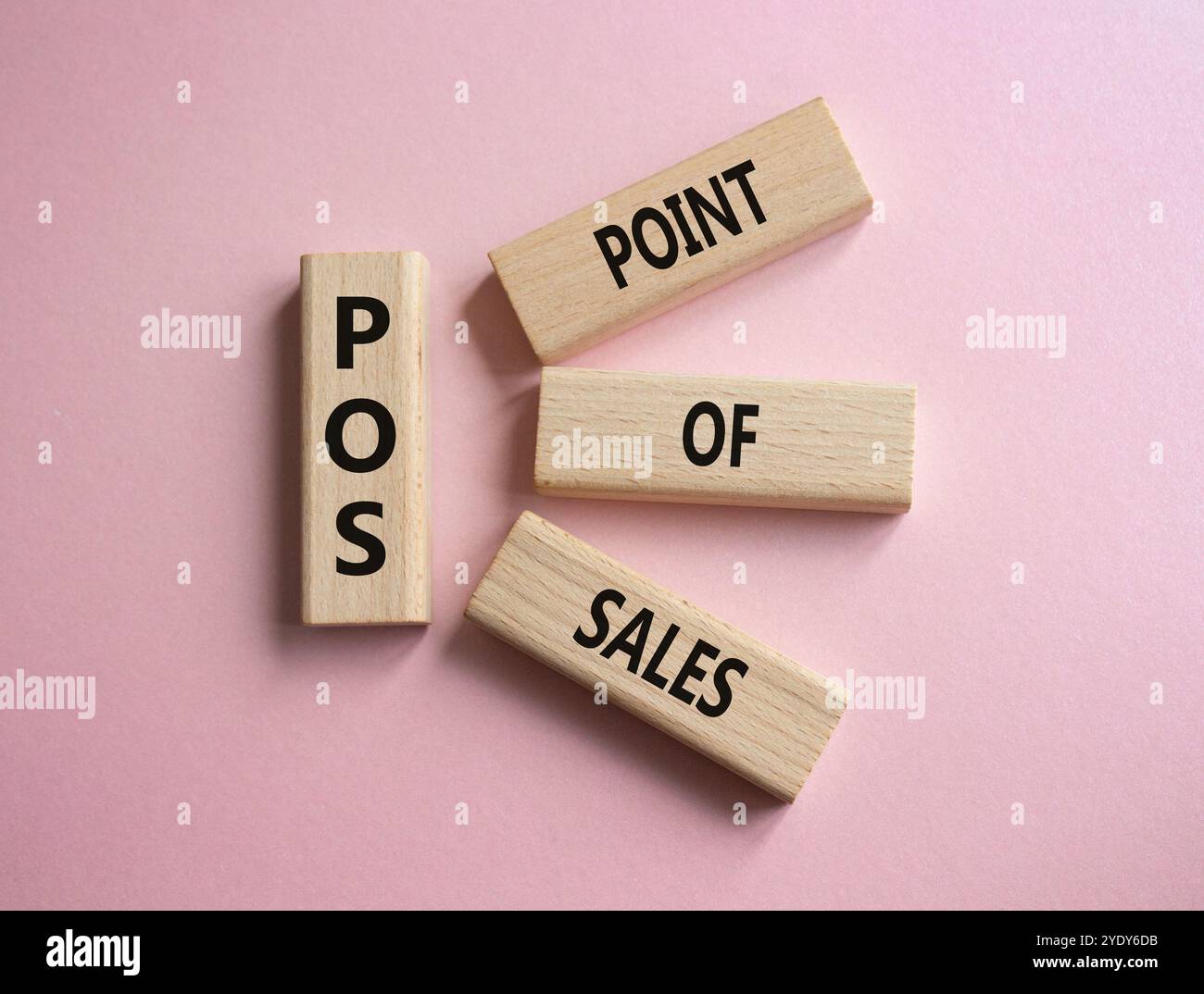 POS - Point Of Sales symbol. Wooden cubes with words POS. Beautiful ...