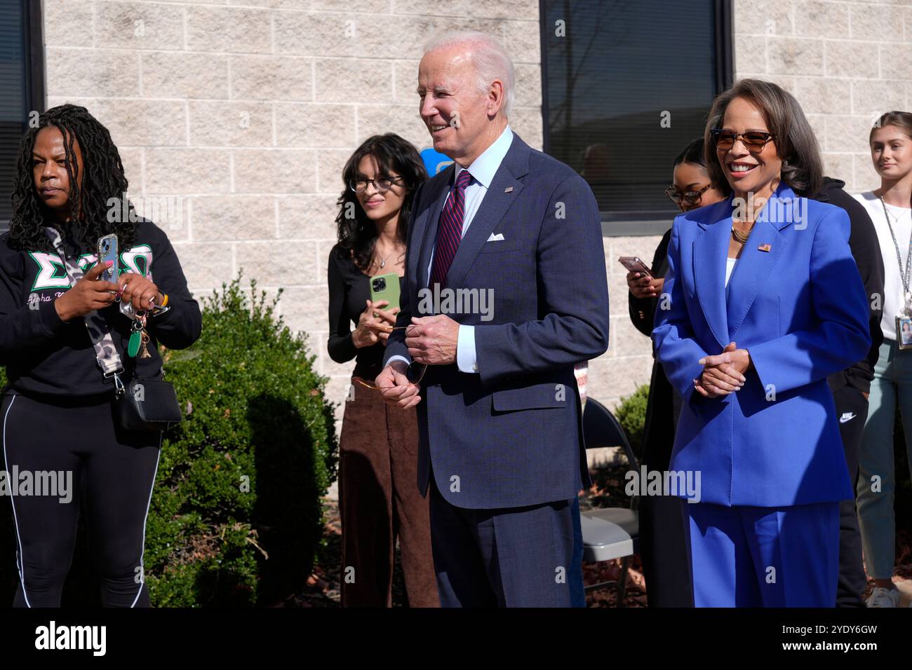 President Joe Biden, center, and Rep. Lisa Blunt Rochester, D-Del ...