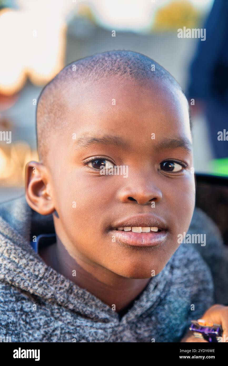 village african boy headshot , child playing in the township, South ...