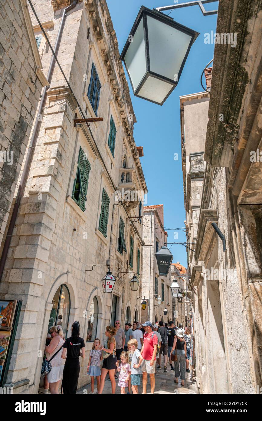 Dubrovnik Croatia,Old Town Stari Grad Ragusa Walled City,Ulica od Puca ...