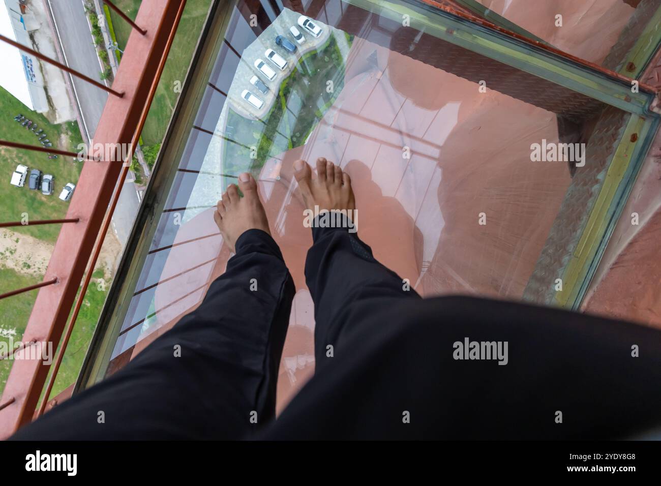 person toe view of glass floor of Adventure Glass Walk Experience at ...