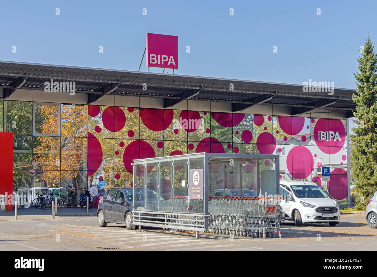 Slavonski Brod, Croatia - October 22, 2024: Sign Bipa at Top of Shopping Centre Building Drug ...