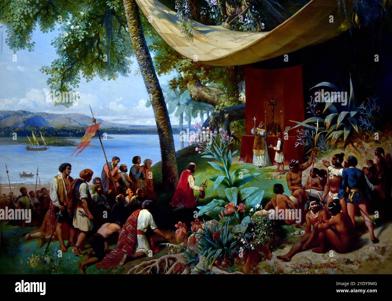 La Premiere Messe en Amérique - The First Mass in America 1850 by ...