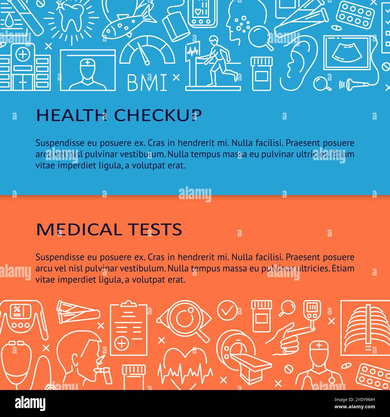Health checkup and medical tests banner template. Background with ...