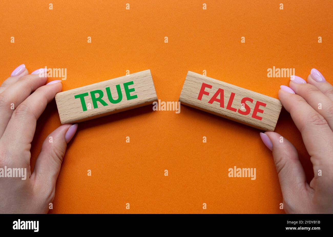 True or False symbol. Concept word True or False on wooden blocks ...