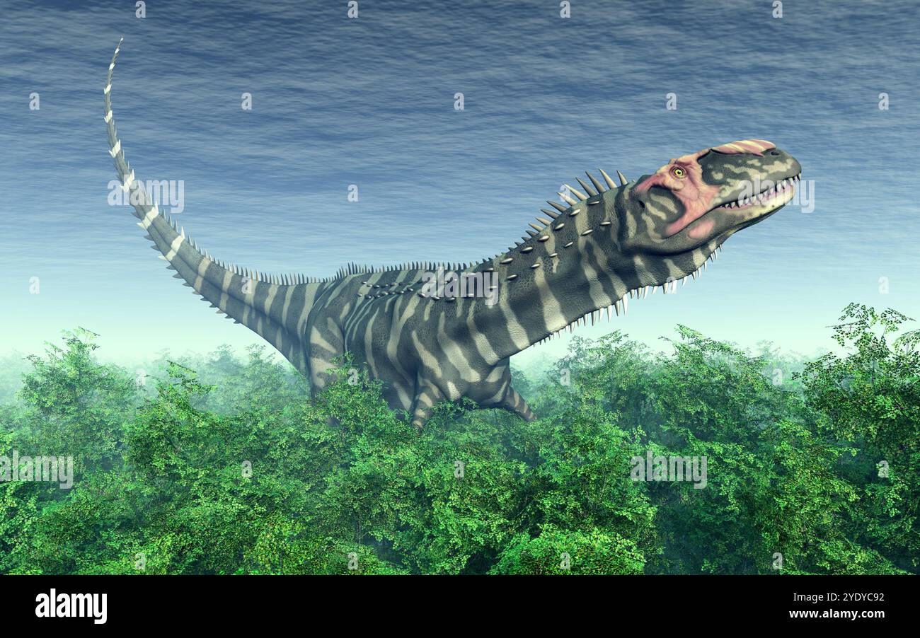 Dinosaur Rajasaurus in a forest Stock Photo - Alamy