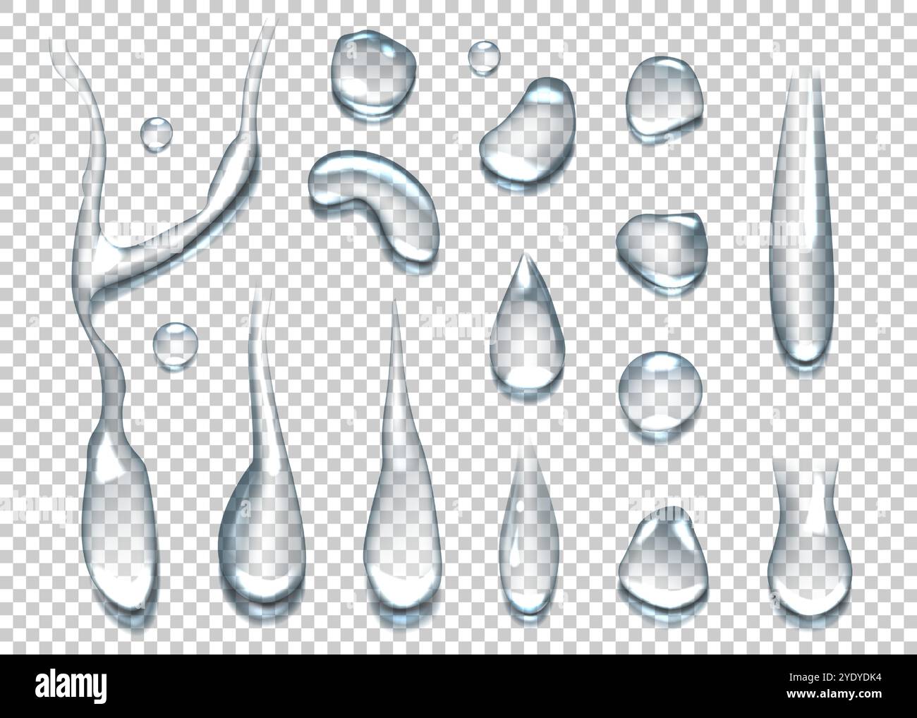 Water drops. Transparent rain droplet. Fresh cool dew surface and ...