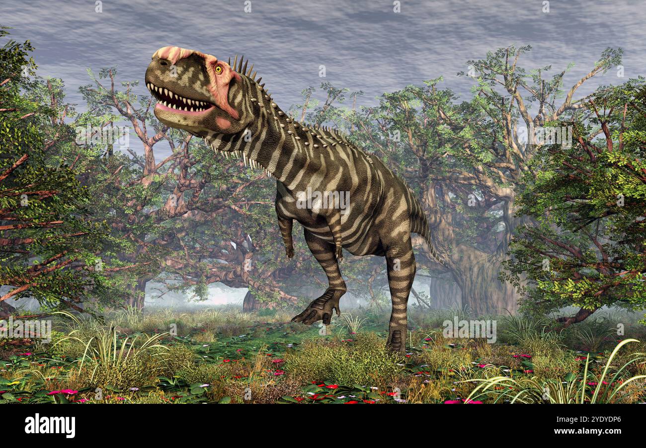 Dinosaur Rajasaurus in a forest Stock Photo - Alamy