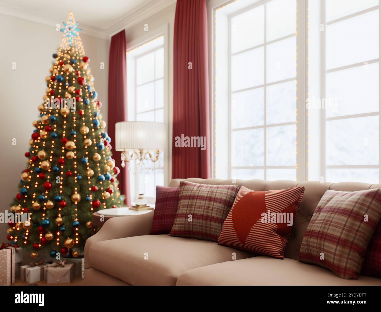 Cozy Christmas living room with festive decor, full of warmth and ...