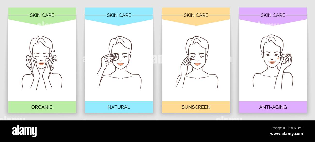 Skincare posters. Beauty routine. Cosmetic moisturizing cream. Facial ...