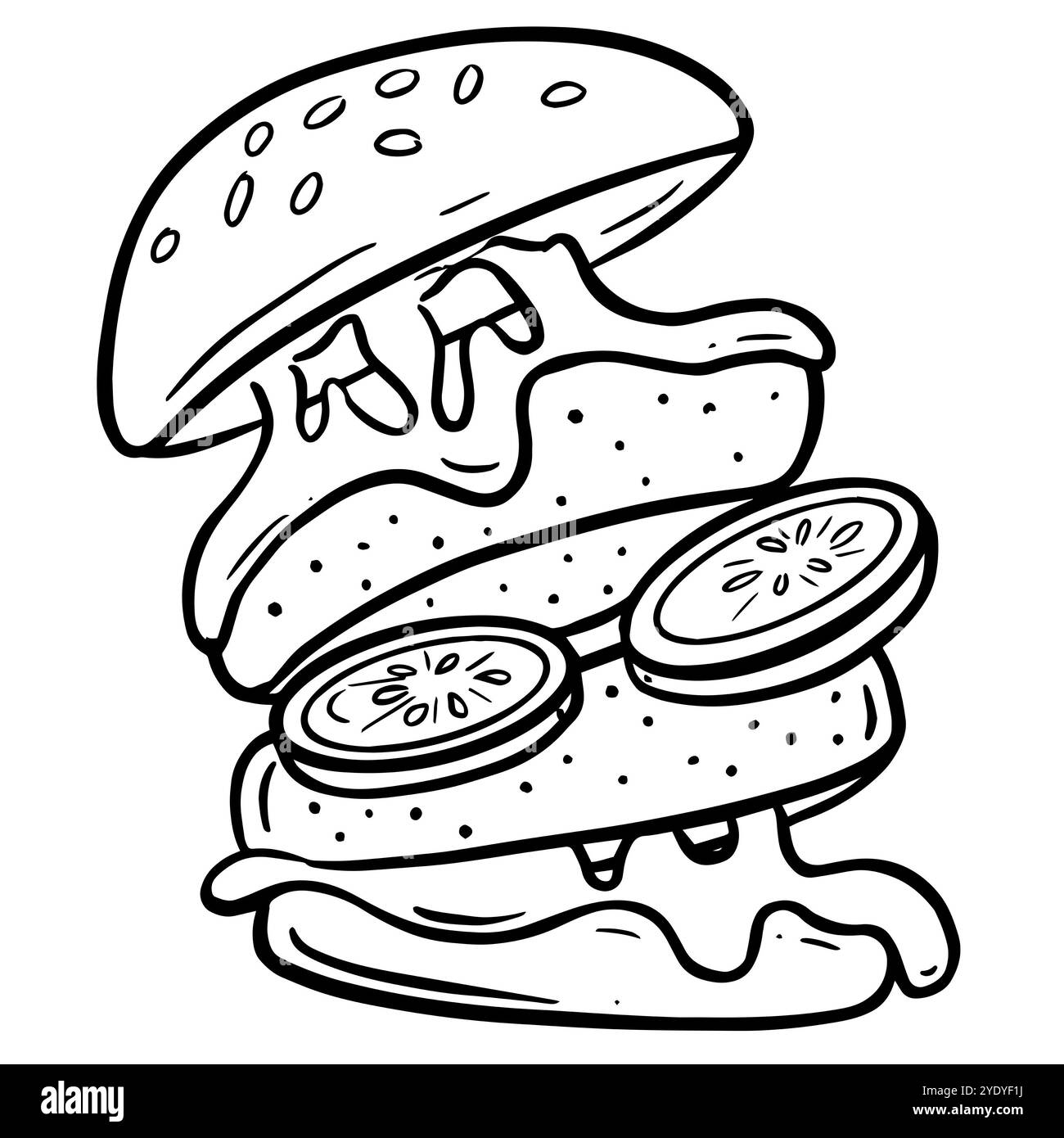 Funny Cartoon Beef Burger Or Cheeseburger Logo Illustaration Stock ...